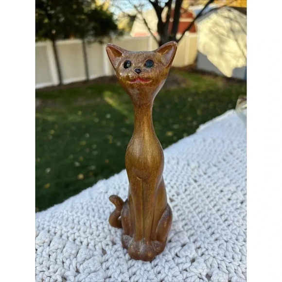 Unknown | Accents | Vintage Long Neck Cat Mcm Mid Century Hand Painted ...